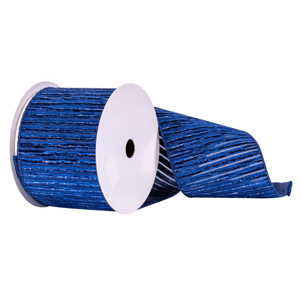 Vickerman 4" x 10 Yards Navy Blue Wired Edge Christmas Ribbon. - Bulb ...