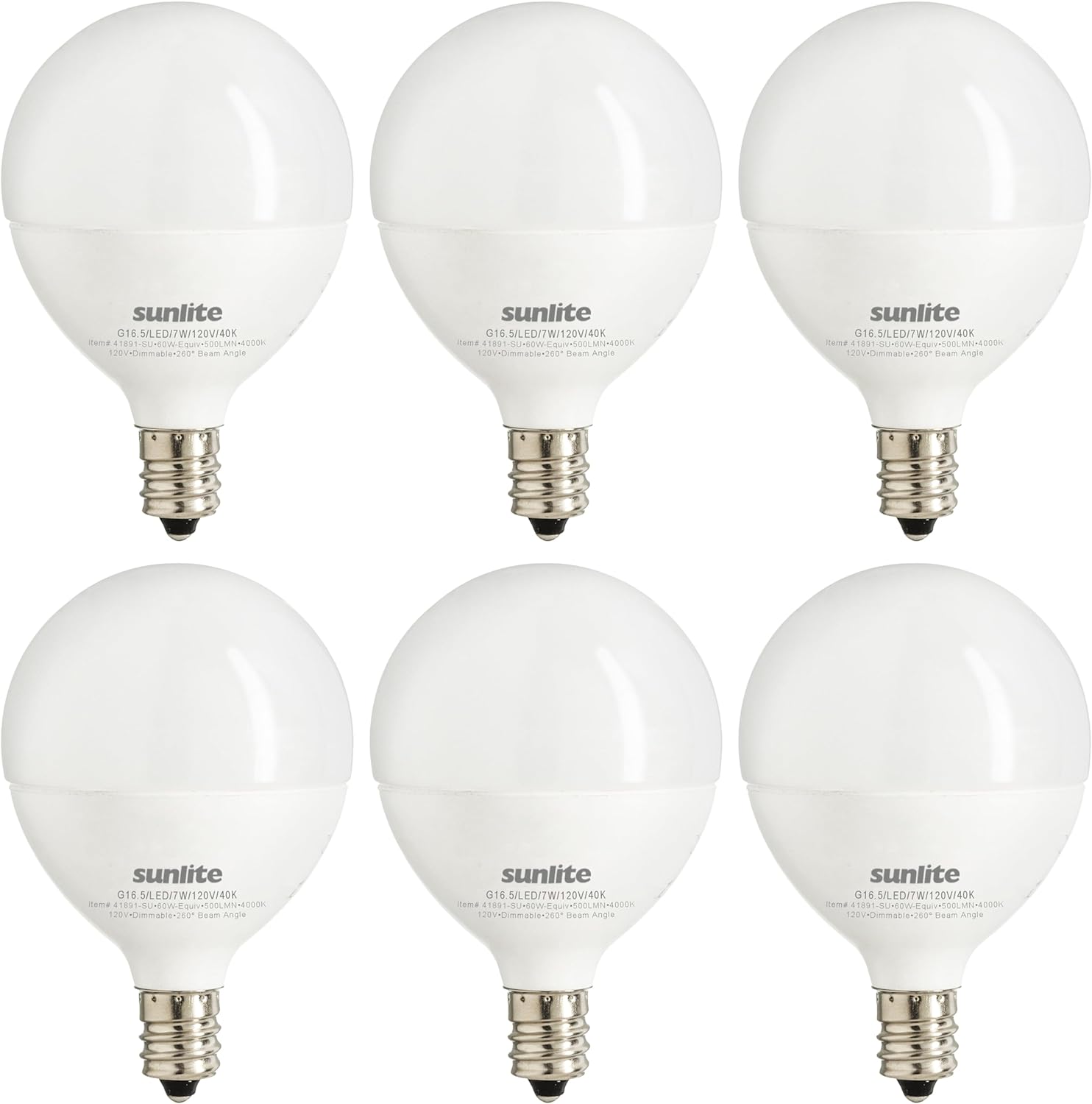 Sunlite LED G16.5 Frosted Globe Light Bulb, 7 Watts (60W Equivalent), - Bulb Center