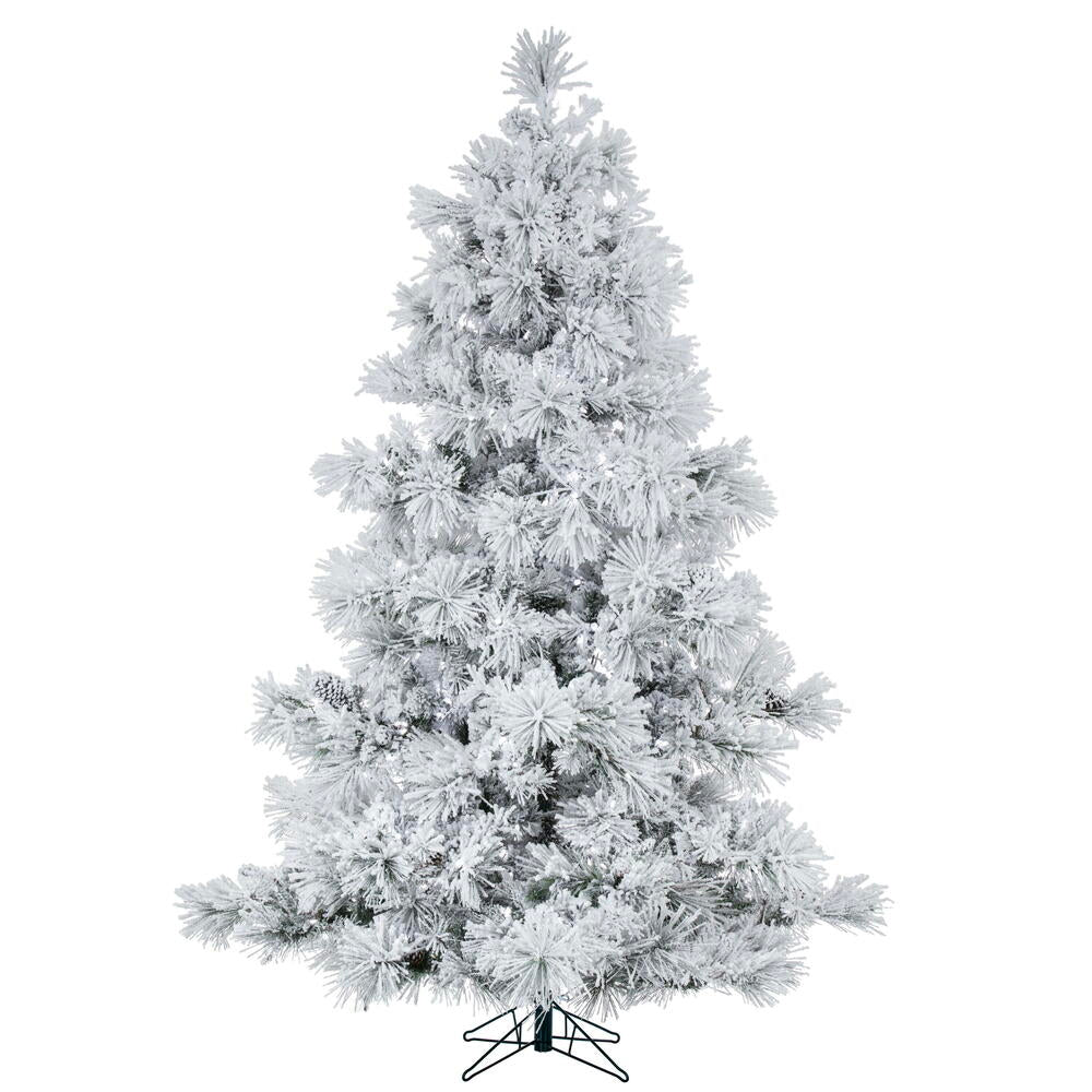 Vickerman 7.5' Flocked Alberta Artificial Christmas Tree Pure White LE ...
