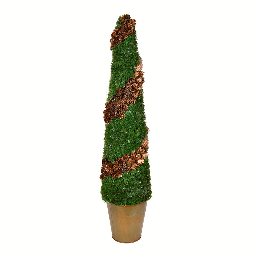 Vickerman 30" Artificial Cone Shape Cedar Tree in Rustic Tin Pot ...