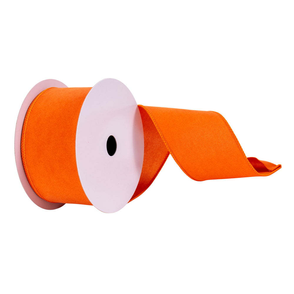 Vickerman 2.5" x 10 Yards Orange Faux Suede Ribbon - Bulb Center