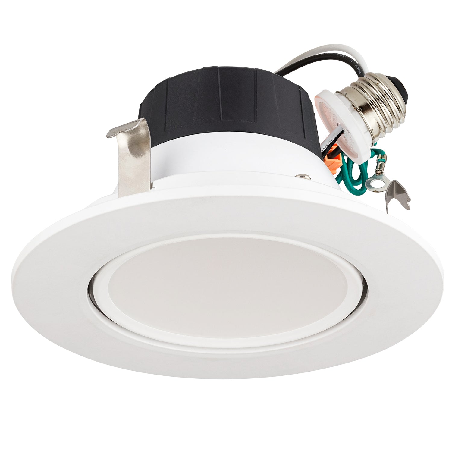 LED 4-Inch Round Retrofit Gimbal Recessed Downlight with Medium Base A ...