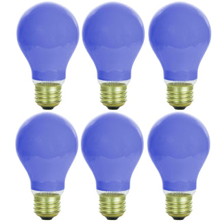 Sunlite 60 Watt A19 Colored, Medium Base, Ceramic Blue - Bulb Center