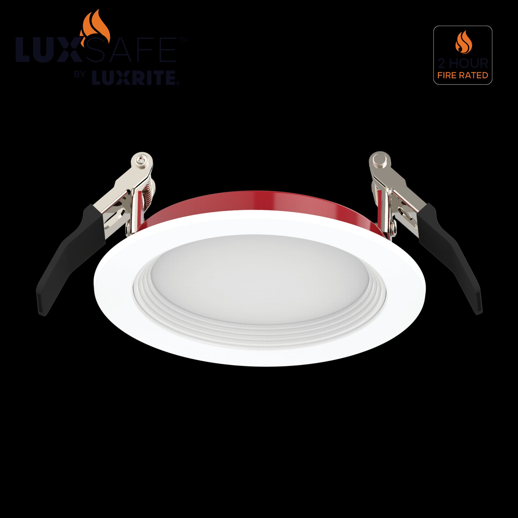 Luxrite 4" ULTRA THIN FIRE RATED STEP BAFFLED CANLESS SPOTLIGHT - 5CCT ...