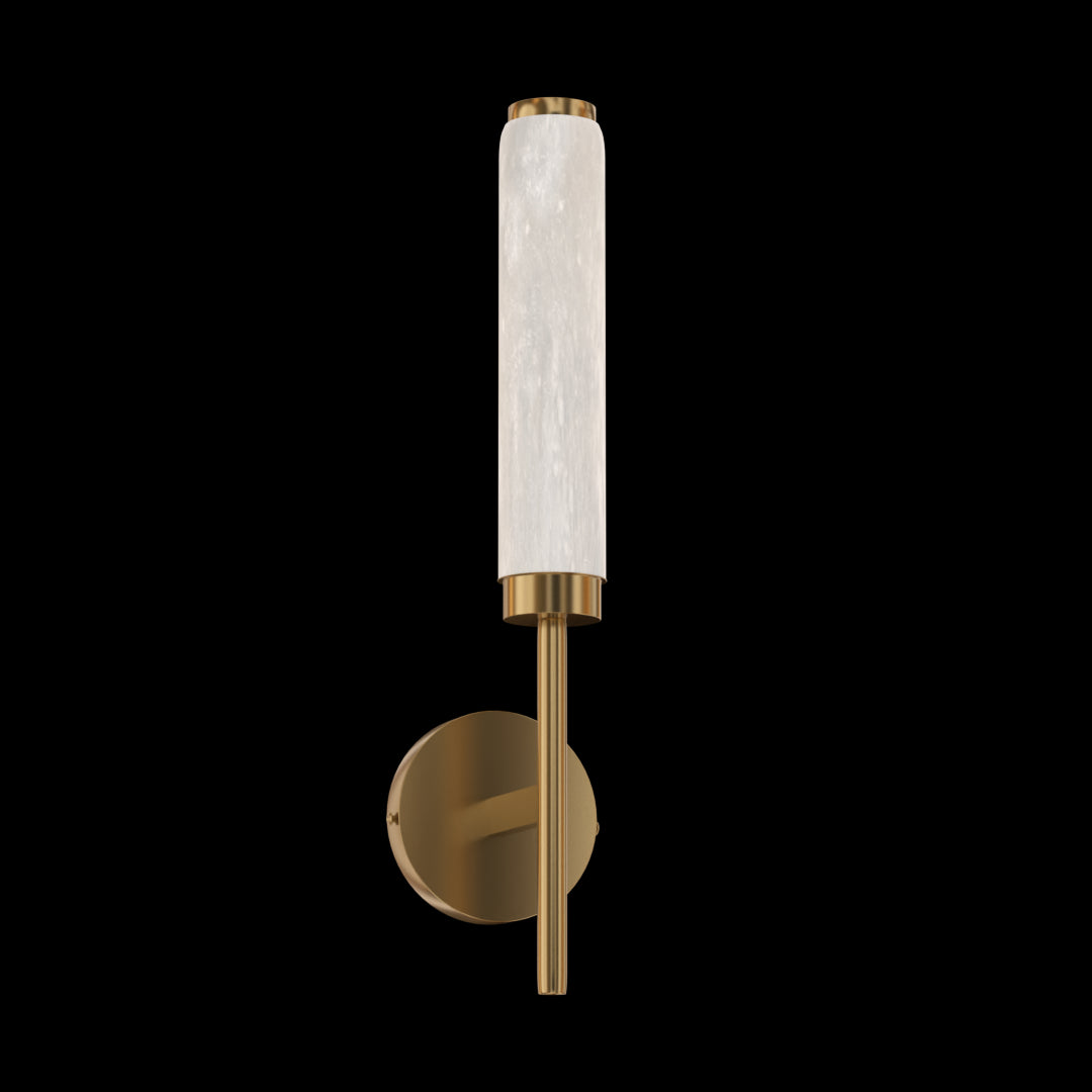 Clarus One Light Modern Cylinder Wall Sconce Brass Finish with Marble ...