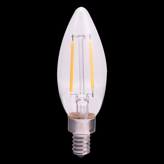 Luxrite LED B11 Torpedo Tip Chandelier Light Bulb, E12 Candelabra Base — Bulb Center