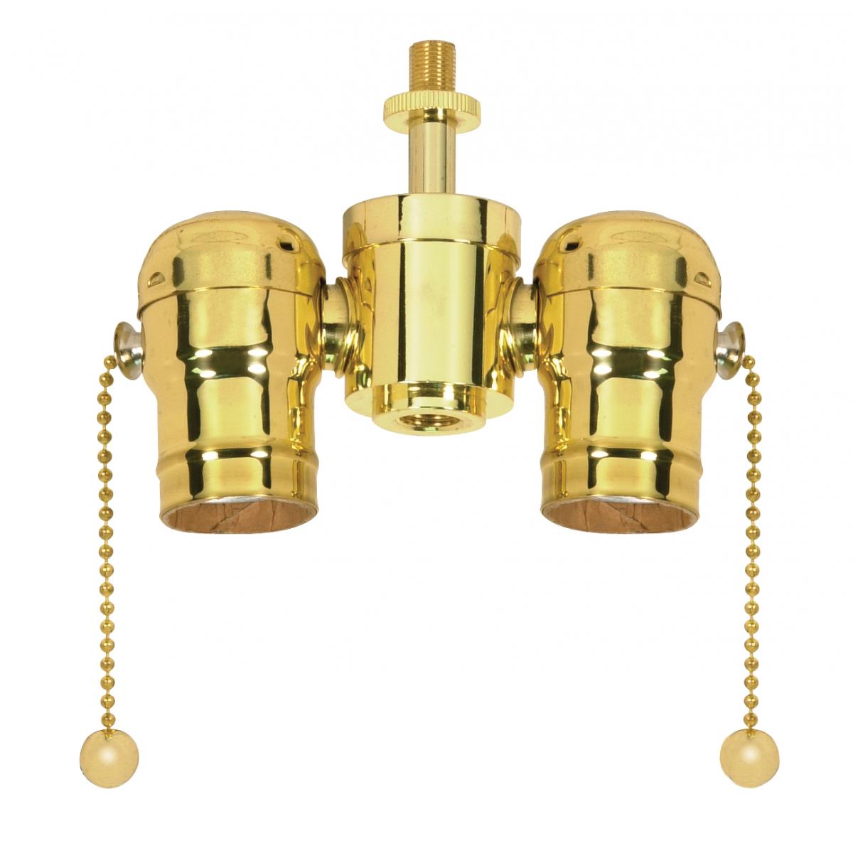 80-1523 POL.BRS 2LT CLUSTER W/2P.C.SKT Medium Base Solid Brass Cluster ...