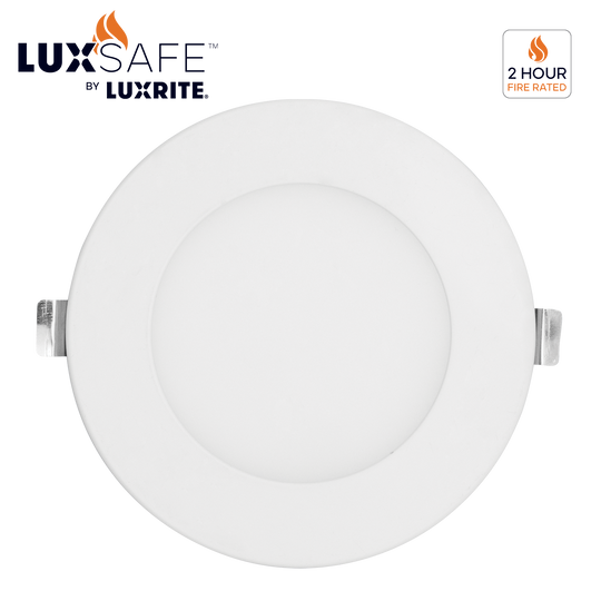 Luxrite 4" Fire Rated Canless Wafer Spotlight, 12W, 800 Lumens, Color ...