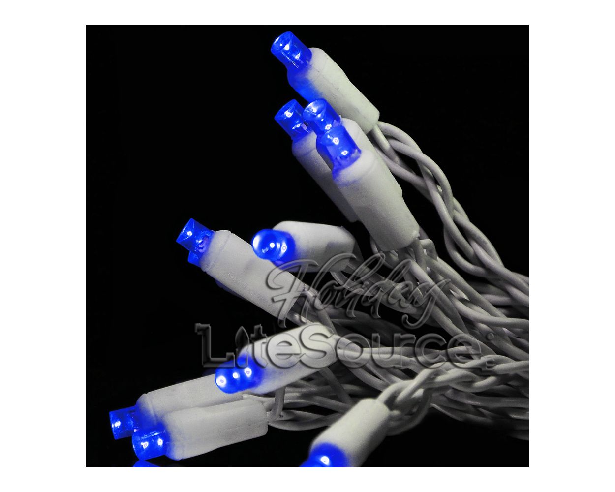 Blue Conical LED Craft Lights on White Wire - 20 Lights – Bulb Center