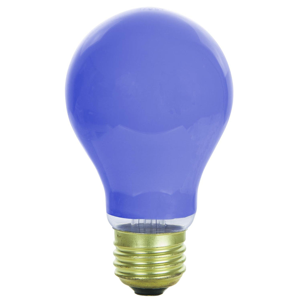 Sunlite 60 Watt A19 Colored, Medium Base, Ceramic Blue – Bulb Center